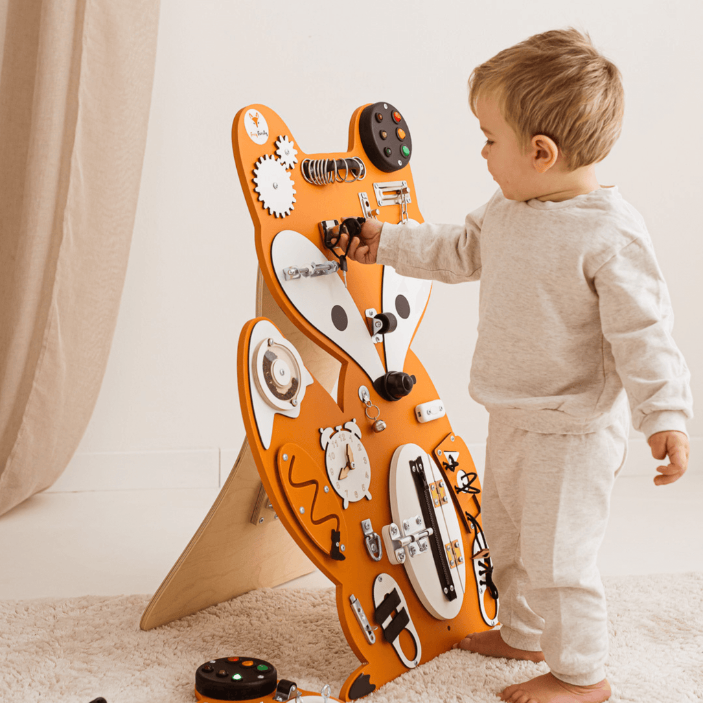 Busy board sensory board motor skills toy fox busy board fox